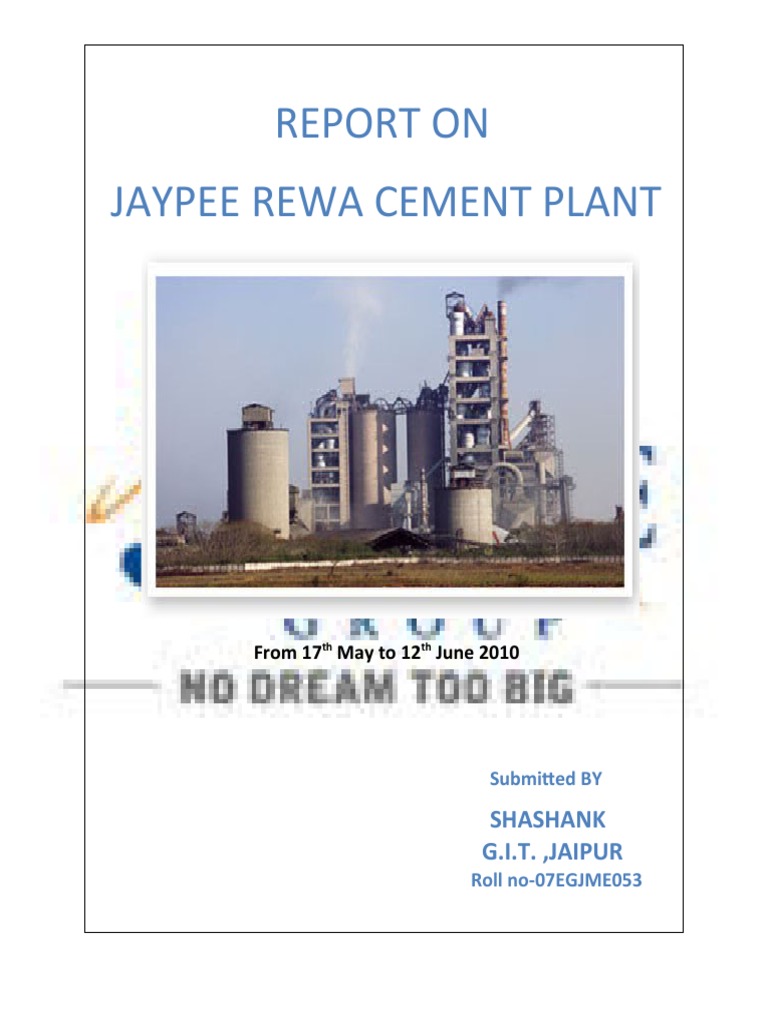 Report On JAypee Cement | PDF | Mill (Grinding) | Secondary Sector Of The Economy
