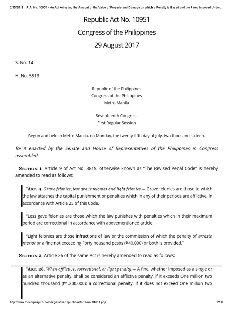 RA 10951 | Treason | Forgery