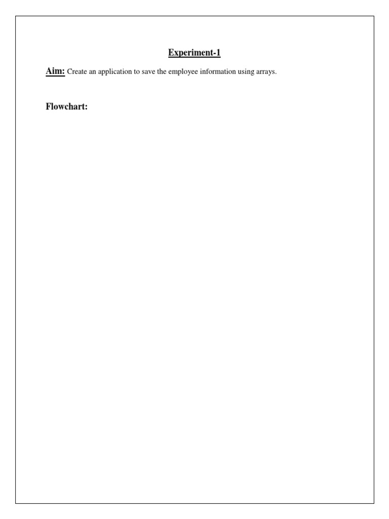 Experiment-1 Aim:: Create An Application To Save The Employee Information Using Arrays ...