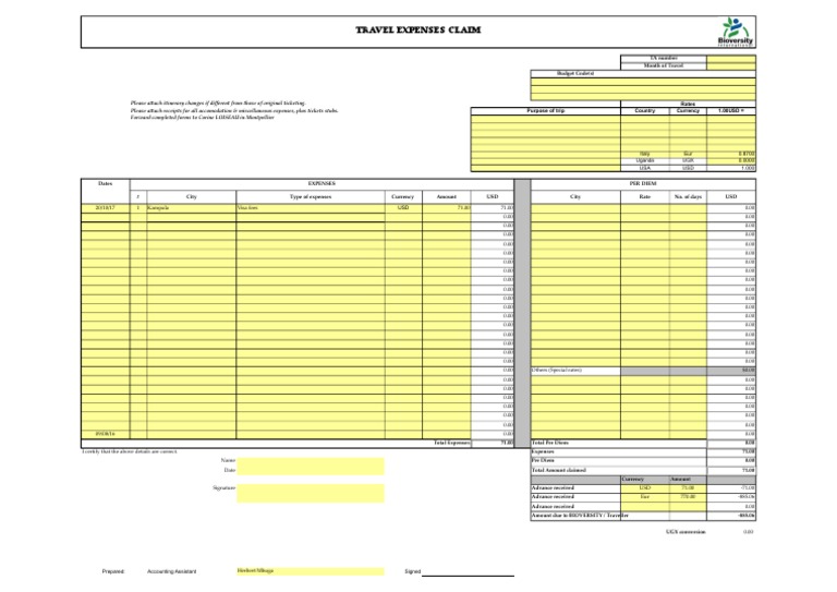 Tec Form | PDF | Per Diem | Business