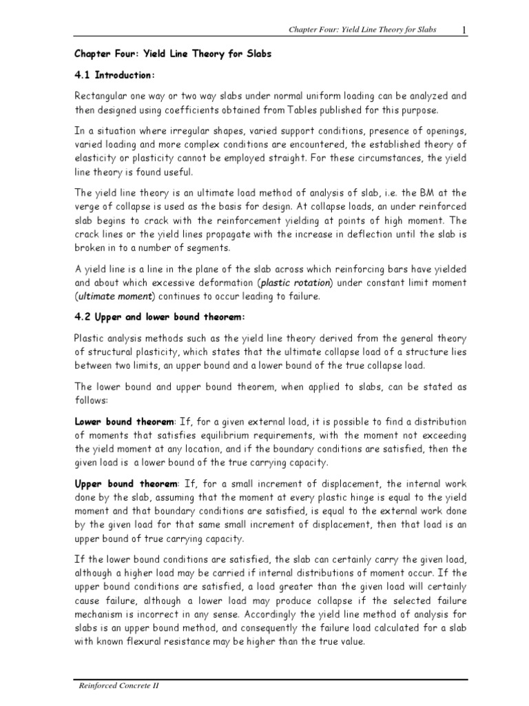 Chapter 4 Yeild Line Analysis | PDF | Yield (Engineering) | Plasticity ...