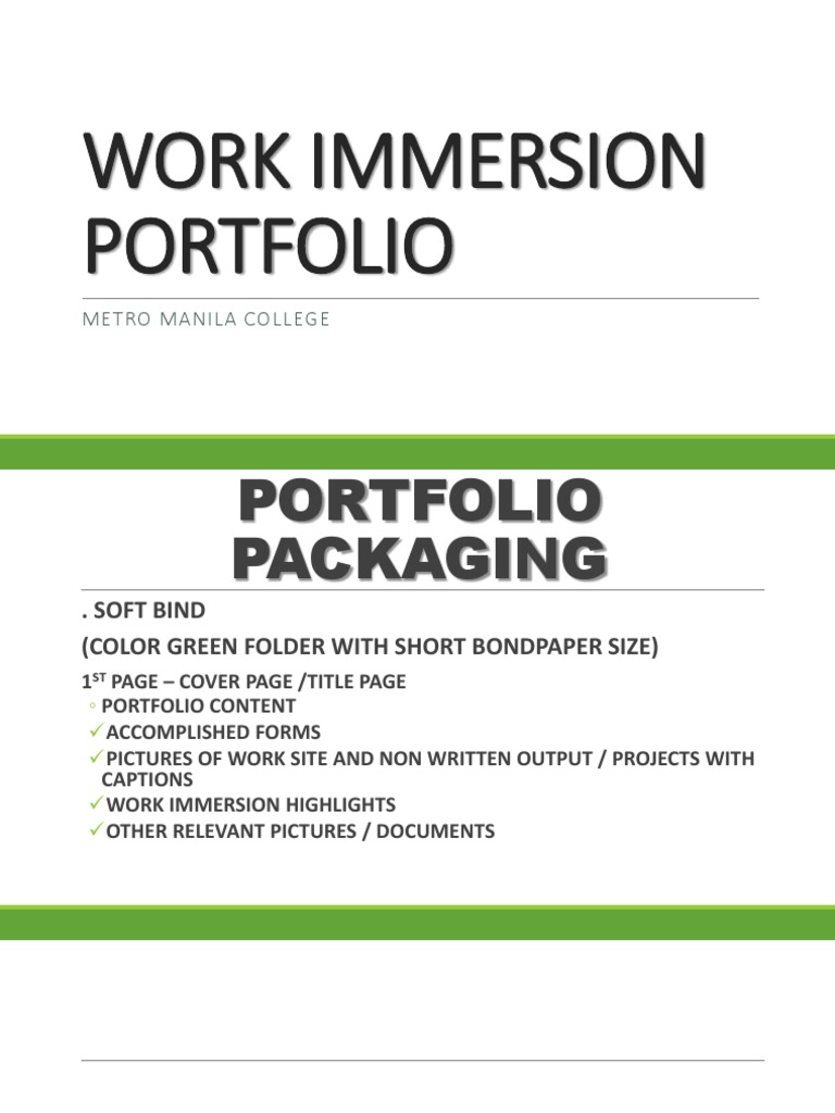 Work Immersion Portfolio.2 | PDF