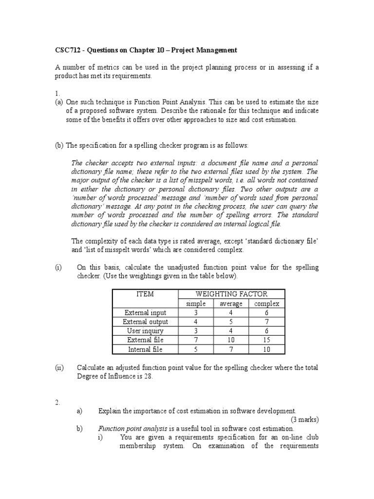 CSC712 - Questions On Chapter 10 - Project Management | PDF | Computer Programming | Information ...