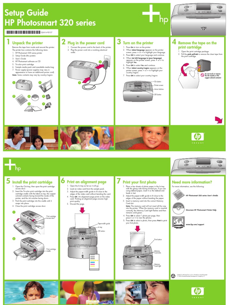 Setup Guide HP Photosmart 320 Series | PDF | Printer (Computing ...