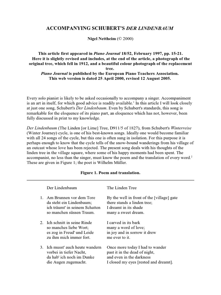 Accompanying Schubert's "Der Lindenbaum" | PDF | Song Structure | Musical Forms