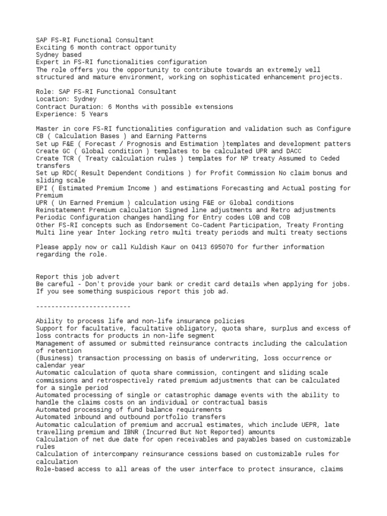 Sap Fs Ri | Download Free PDF | Reinsurance | Insurance