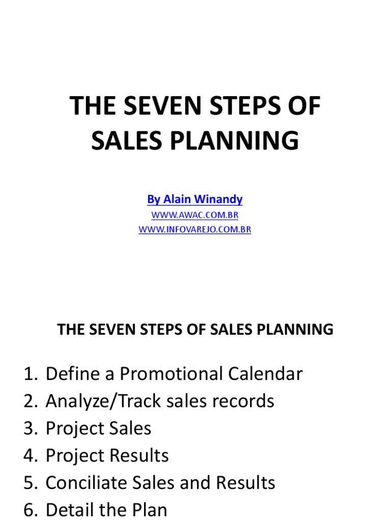 The Seven Steps of Sales Planning: by Alain Winandy | PDF | Revenue ...