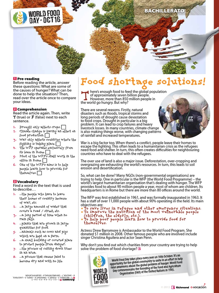 Food Crisis Reading Comprehension | PDF | World Food Programme | Drought