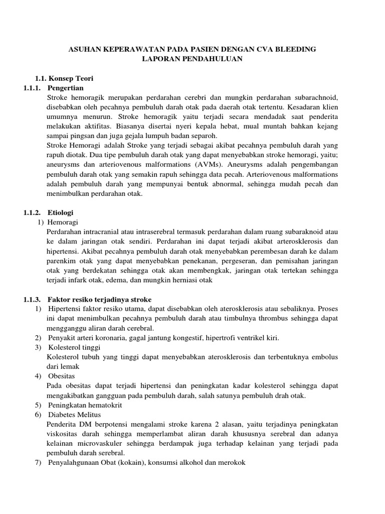 Asuhan Keperawatan Pada Pasien Dengan Cva Bleeding | PDF