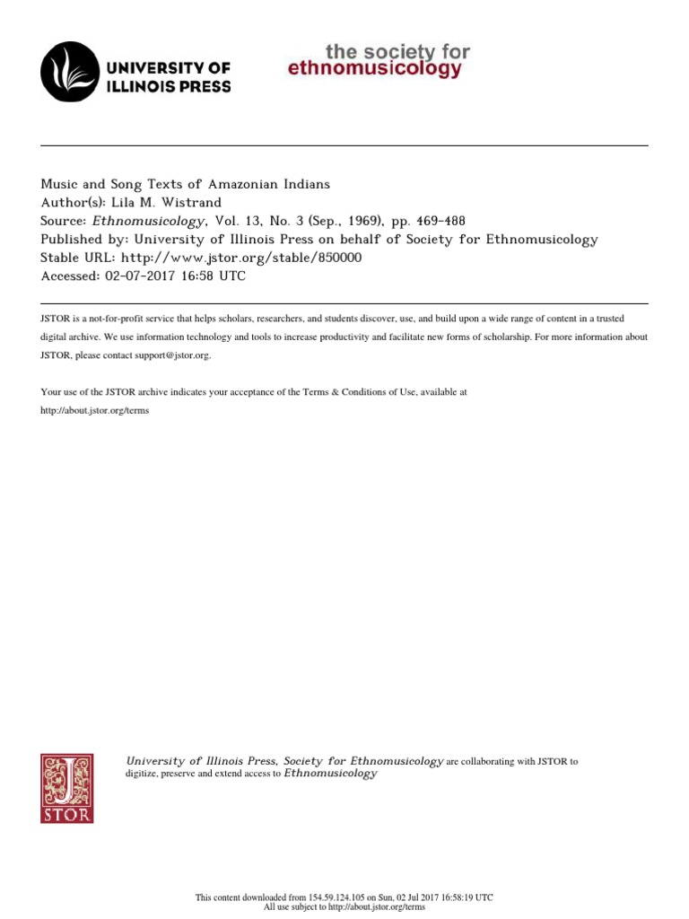 Music and Song Texts of Amazonian Indians | PDF | Shamanism | Musical ...
