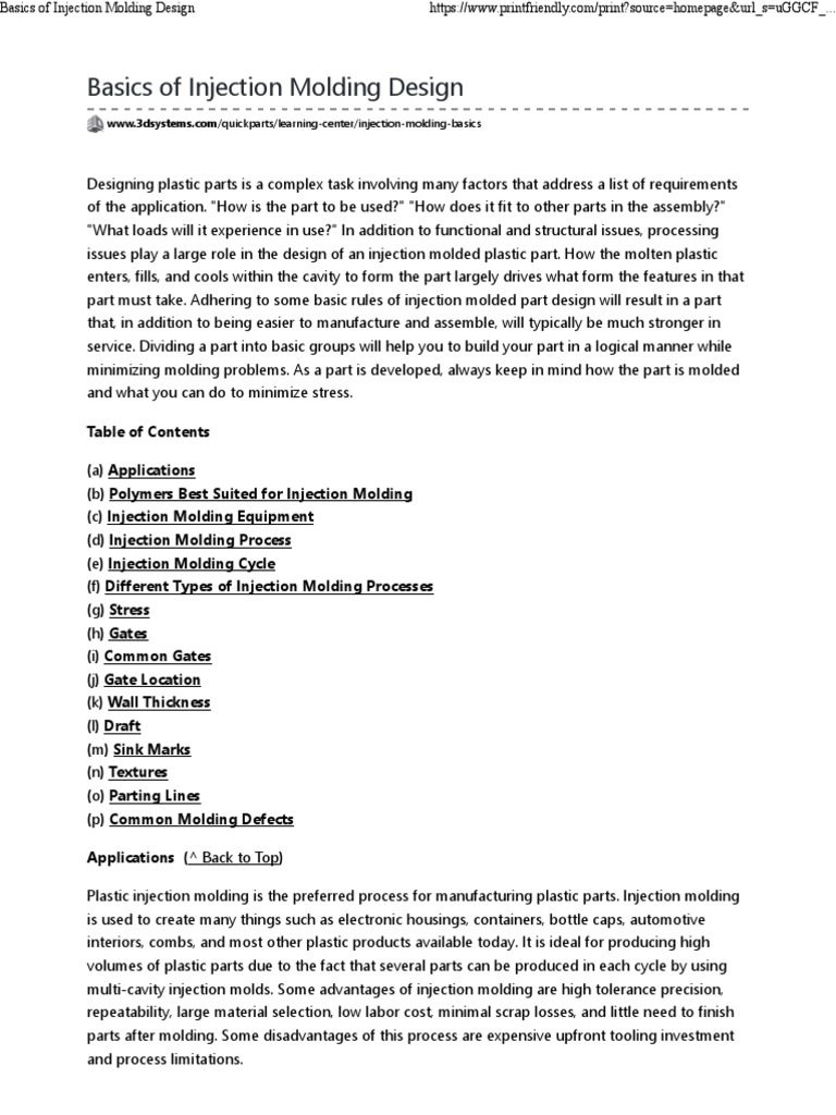 Basics of Injection Molding Design | PDF | Industries | Materials