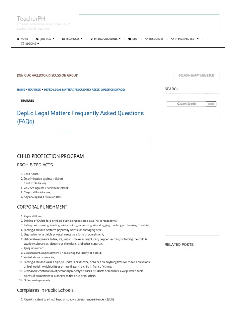 DepEd Legal Matters Frequently Asked Questions (FAQs) - TeacherPH | PDF ...