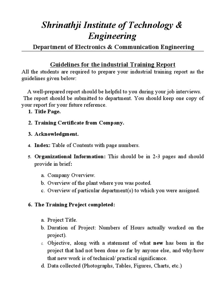 Industrial Training Report Format | PDF | Engineering | Communication