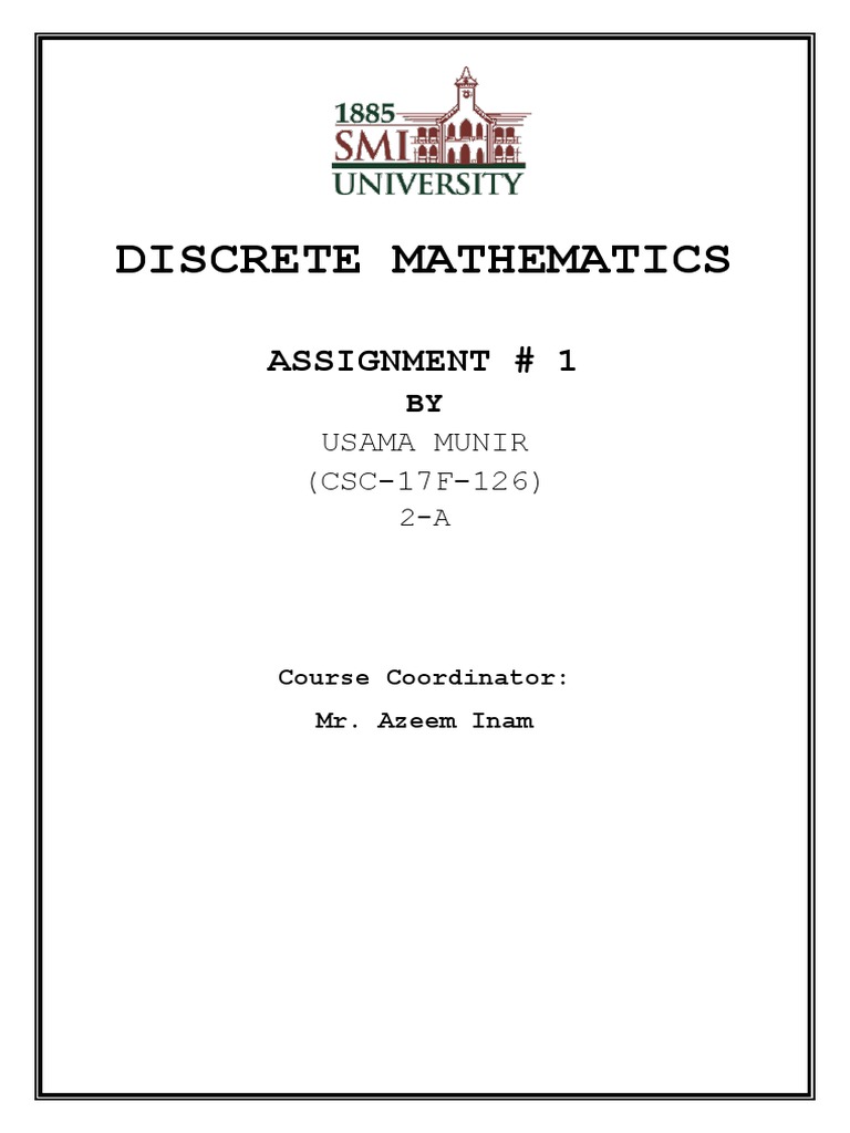 Discrete Mathematics: Assignment # 1 | PDF