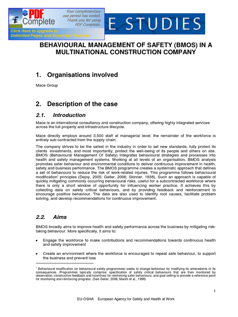 MACE Case Study | PDF | Occupational Safety And Health | Leadership