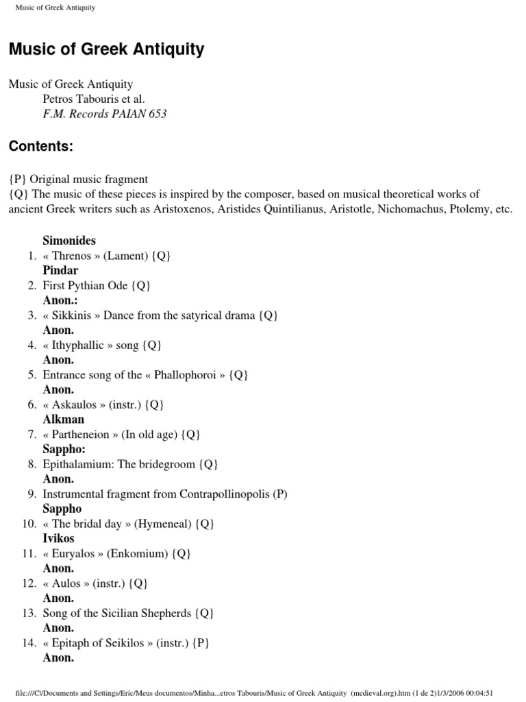 Music of Greek Antiquity PDF | PDF | Ancient Greek Religion | Ancient ...