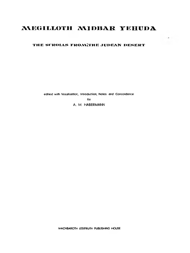 (Habermann) Megilloth Midbar Yehuda - The Scrolls From The Judean ...