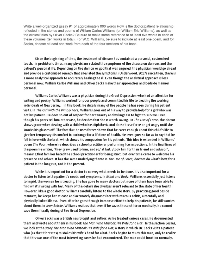 Doctor-Patient Relationships in Williams and Sacks Stories | PDF ...