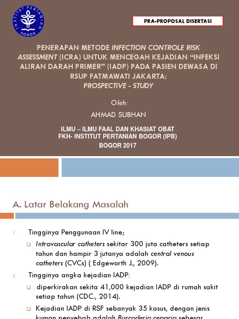 Penerapan Metode Infection Controle Risk Assessment (Icra) Untuk Mencegah Kejadian "Infeksi ...