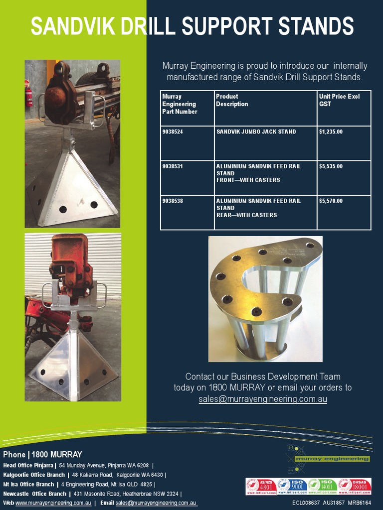Murray Engineering Sandvik Drill Support Stands | PDF