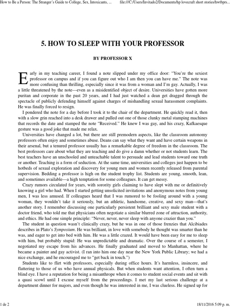 How To Sleep With Your Professor | PDF | Further Education