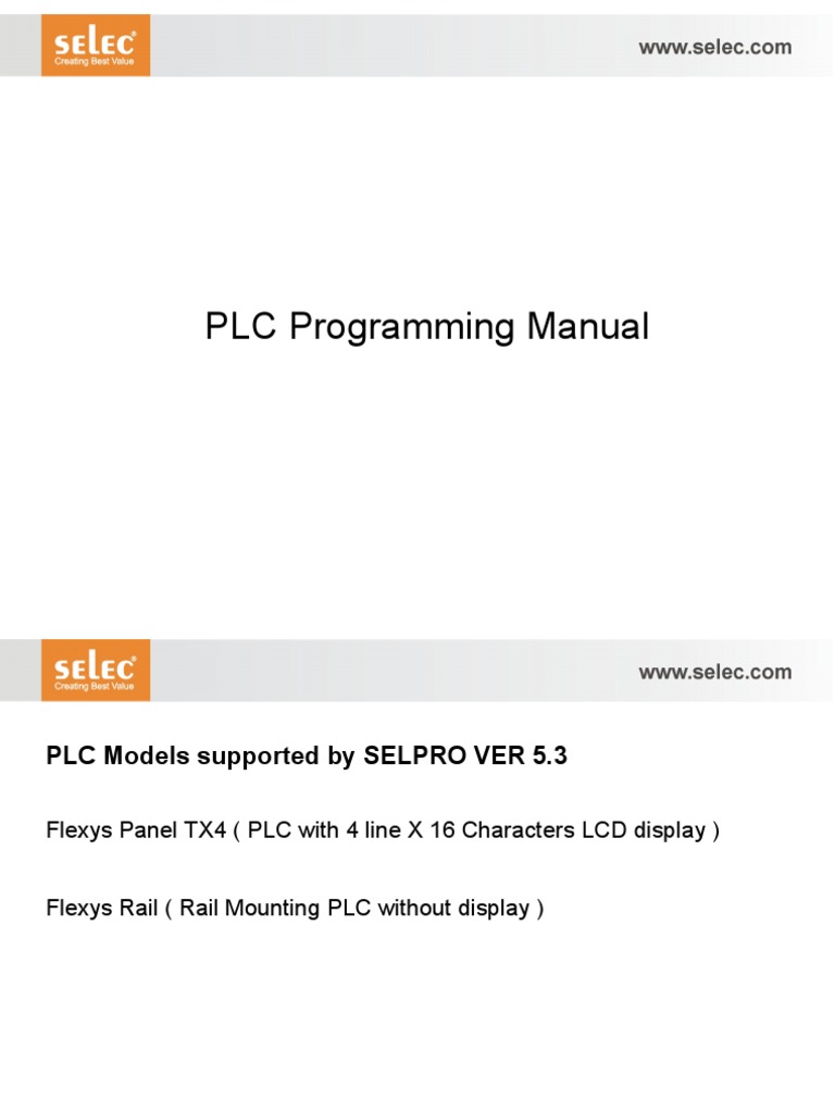 Selec PLC Programing Manual | PDF | Programmable Logic Controller | Array Data Structure
