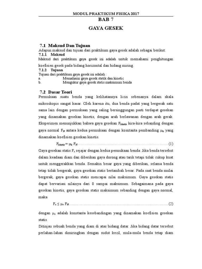 Modul Gaya Gesek | PDF | Metode & Bahan Ajar