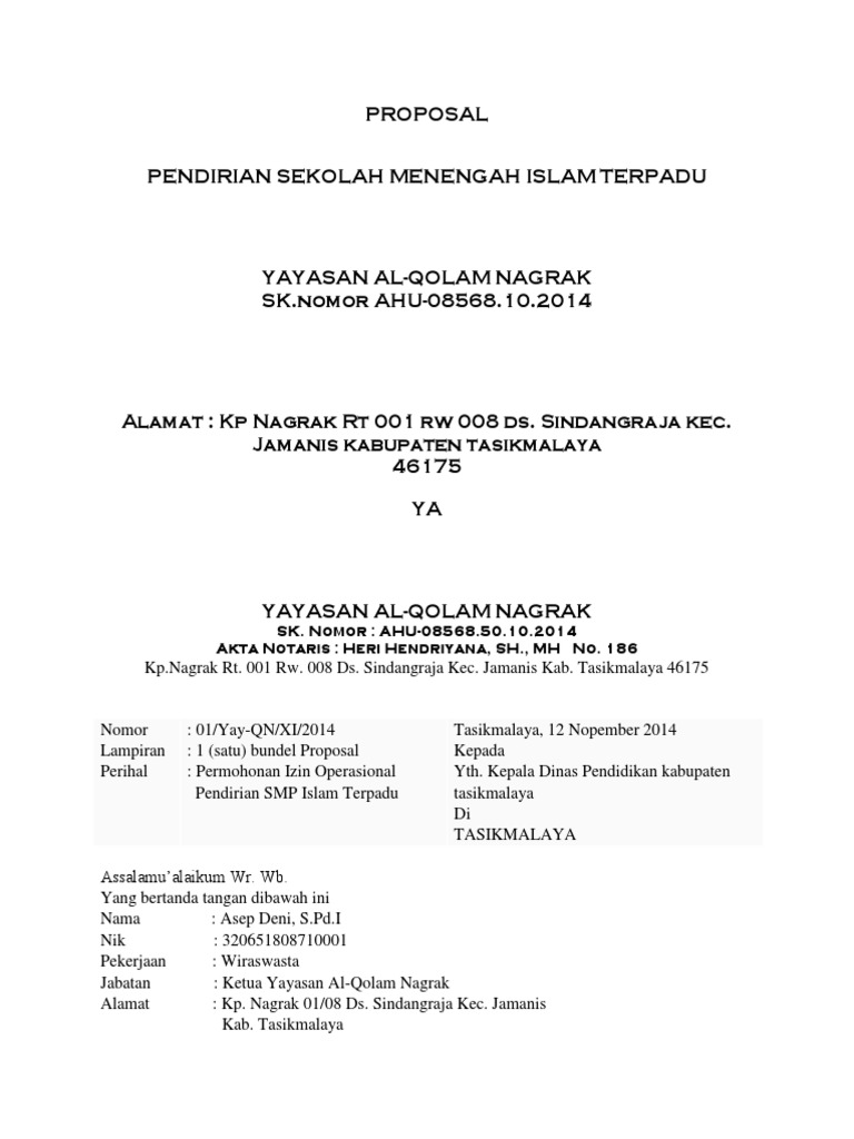 Contoh Proposal SMP It | PDF
