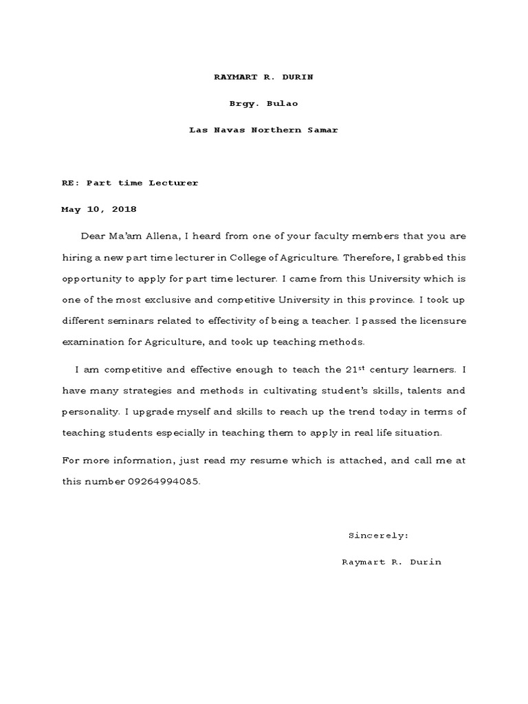 Application Letter Portfolio | PDF