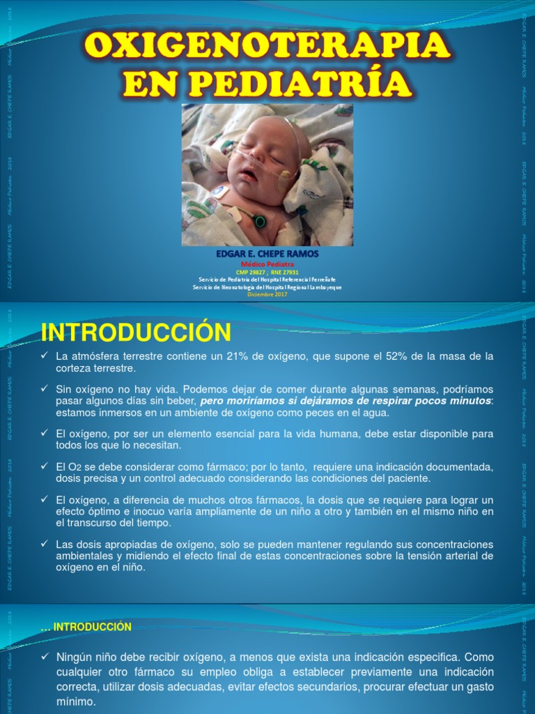 Oxigenoterapia en Pediatria 2018 | PDF | Hipoxia (médica) | Oxígeno