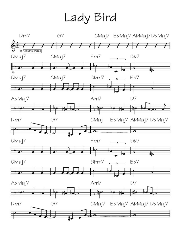 Lady Bird: Dm7 G7 Cmaj7 Ebmaj7 Abmaj7Dbmaj7 | PDF