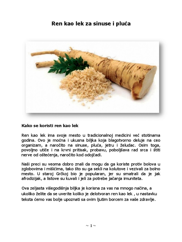 HREN - Kao Lijek I Kako Se Koristi