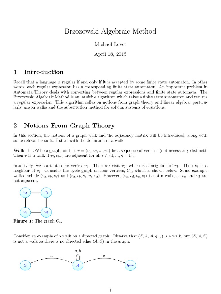 Brzozowski Algebraic Method | PDF | Graph Theory | Vertex (Graph Theory)