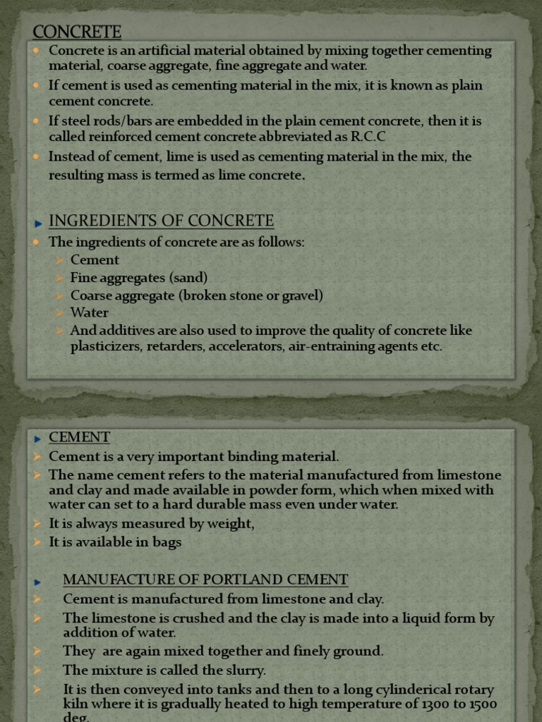 Ingredients of Concrete | PDF | Construction Aggregate | Concrete