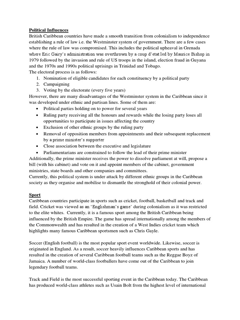 Summary | PDF | Caribbean | Government