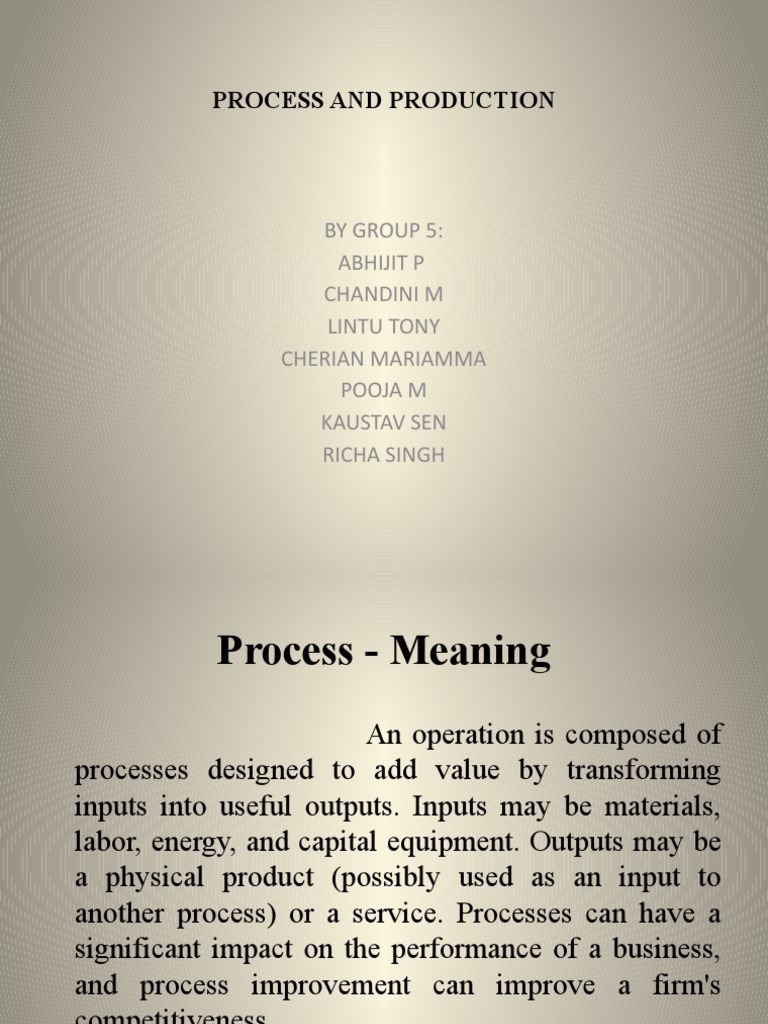 Process and Production | Download Free PDF | Labour Economics | Mass ...