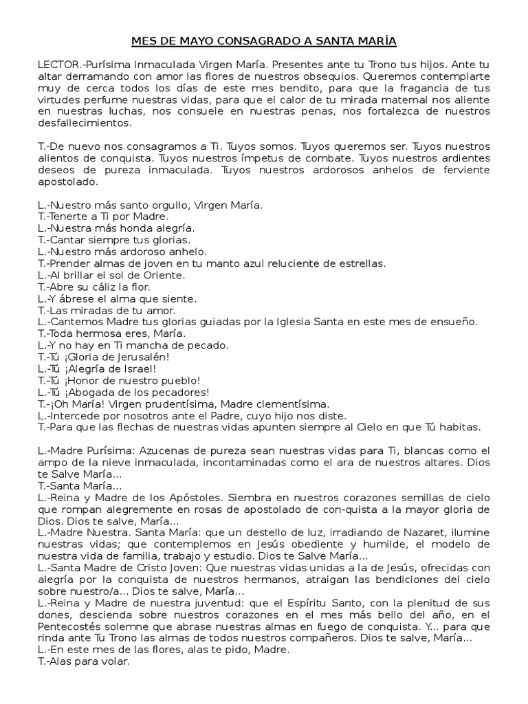 Consagración a María en Mayo | PDF | María, madre de Jesús | Cristo ...