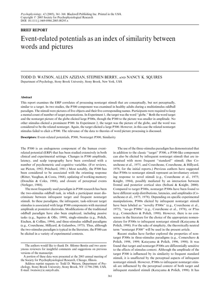 Event-Related Potentials As An Index of Similarity Between Words and ...