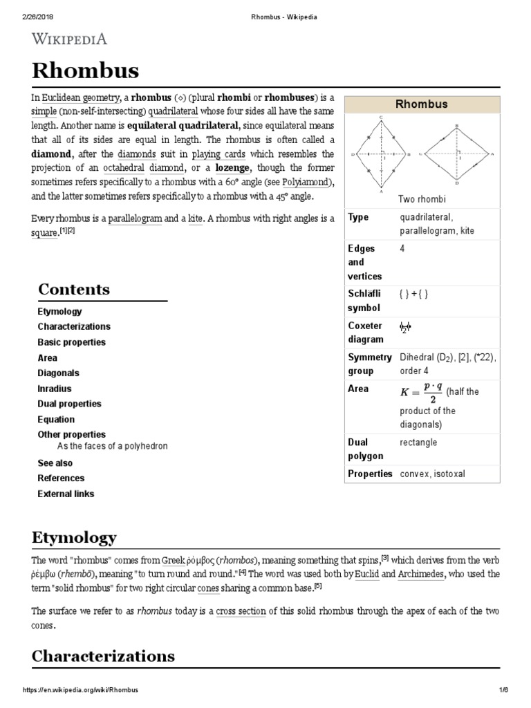 Rhombus | PDF | Elementary Mathematics | Euclidean Geometry