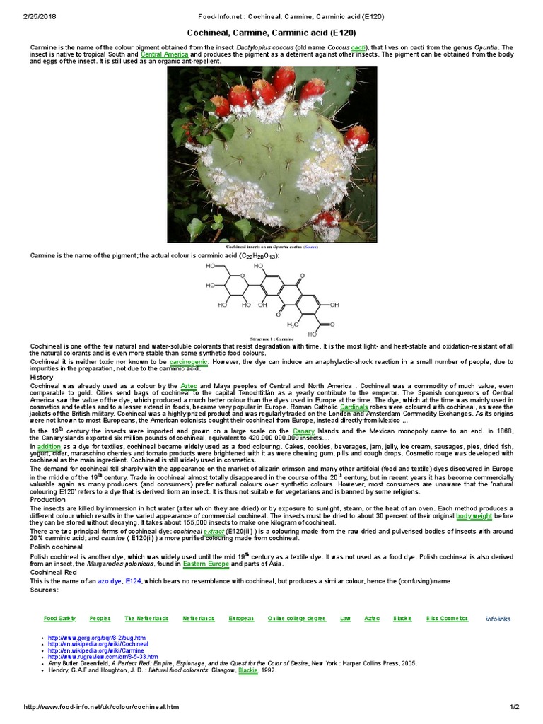 Food-Info.net _ Cochineal, Carmine, Carminic Acid (E120) | Foods | Food ...