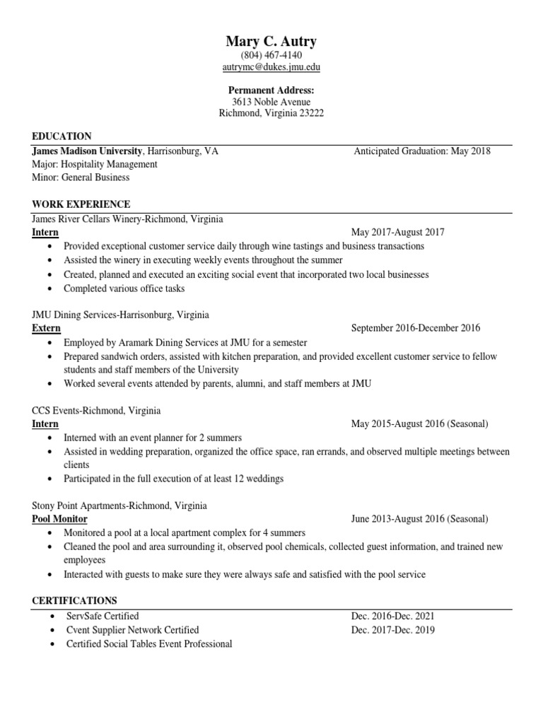 Resume Mary Autry | PDF | Business