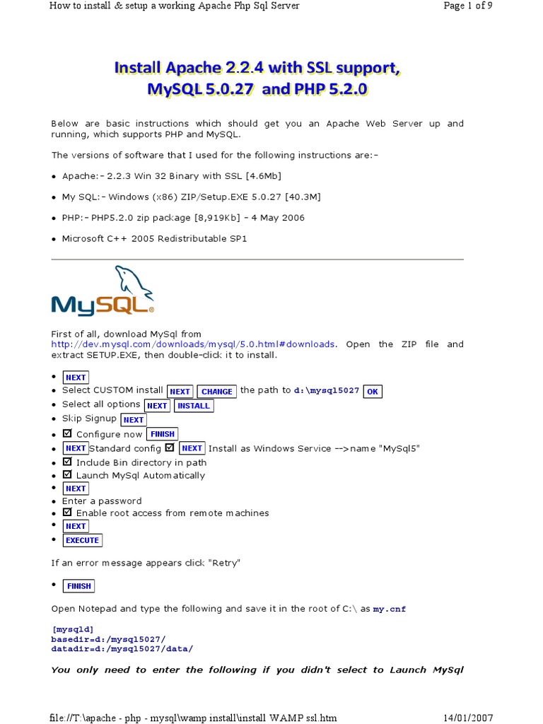 Install Wamp SSL PDF | PDF | Php | Apache Http Server