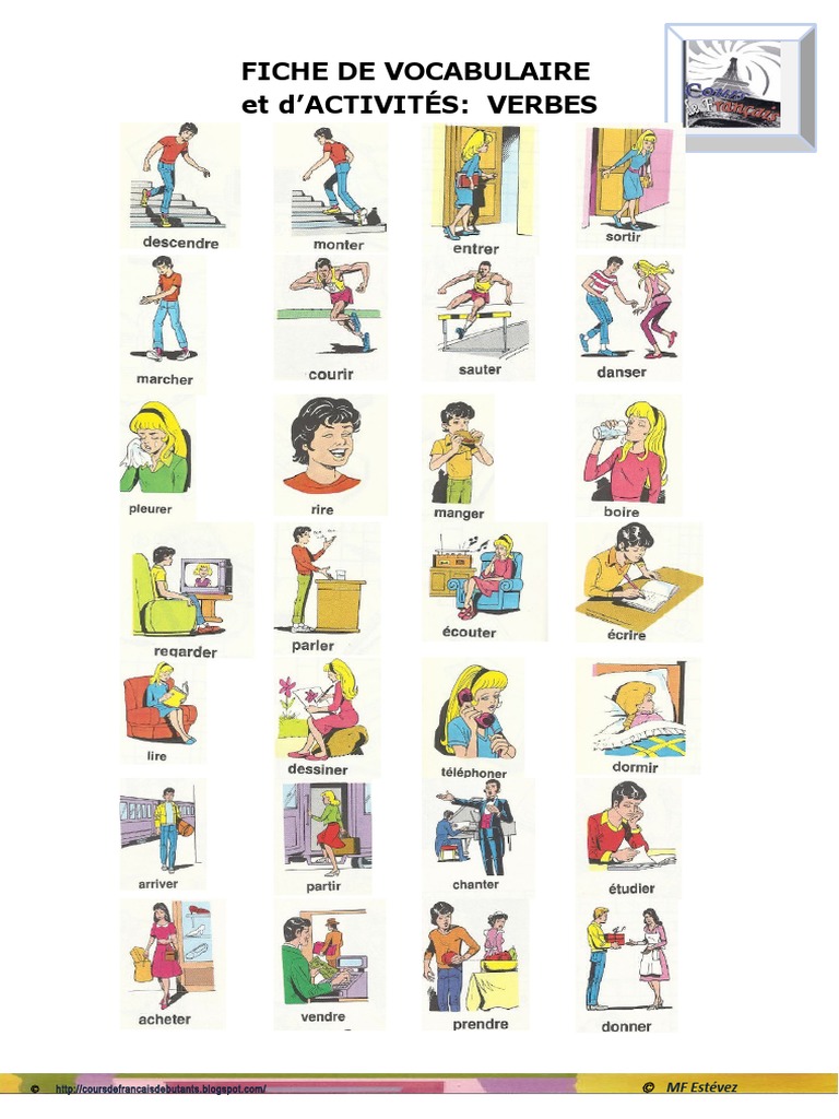 Jouer Avec Les Verbes Activites Ludiques Dictionnaire Visuel Exercice ...