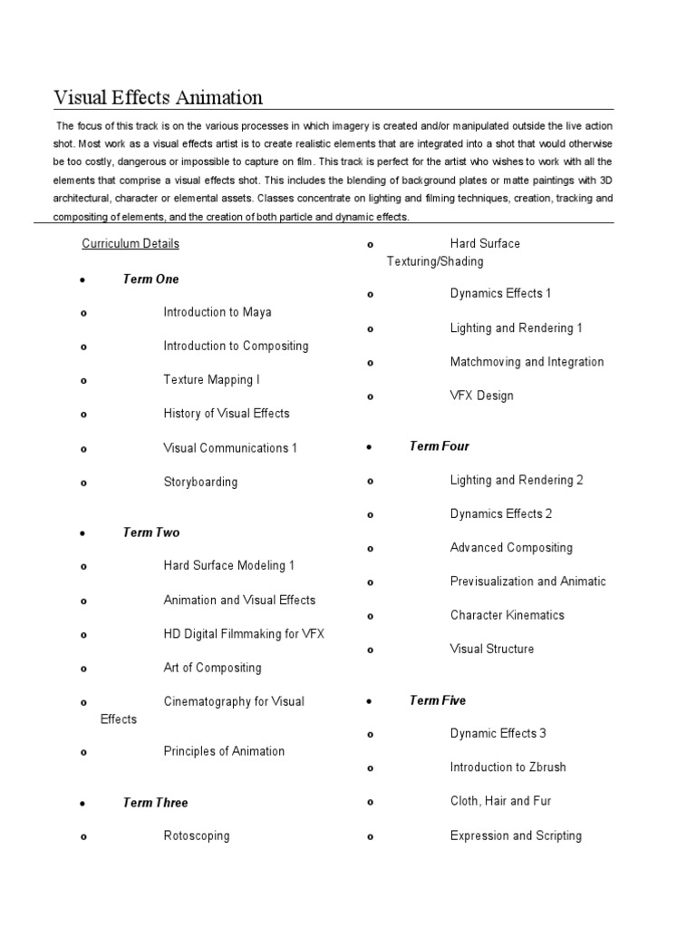 Visual Effects Animation | PDF | Animation
