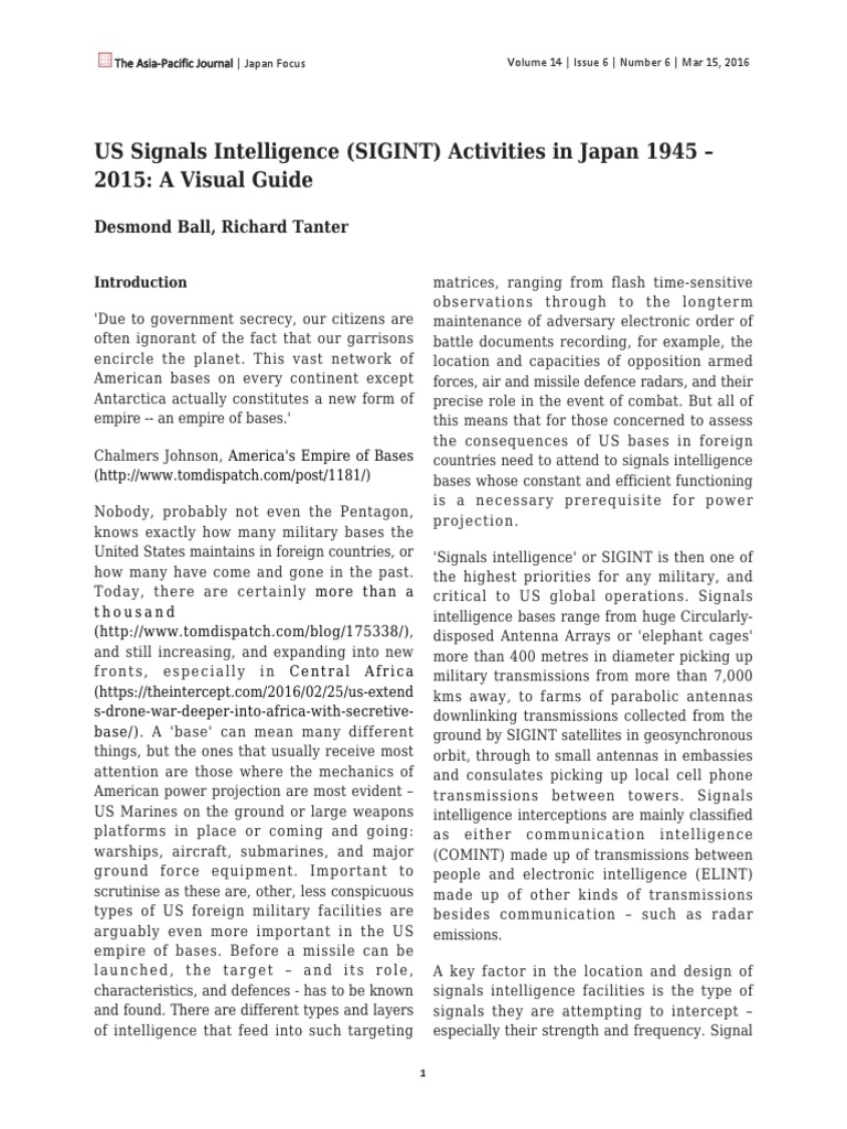 US Signals Intelligence IN Japan | PDF | High Frequency | Signals ...