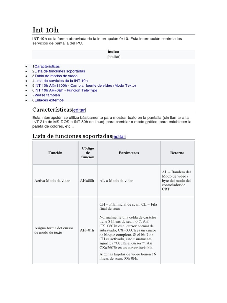 Int 10h | PDF | Tecnología digital | Ingeniería Informática