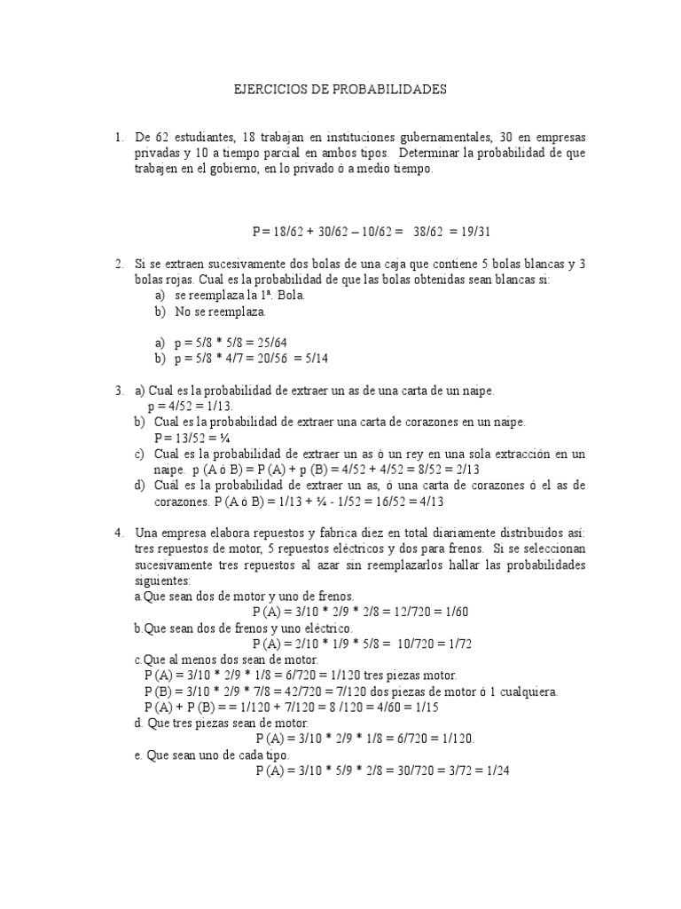 Ejercicios Probabilidades | PDF