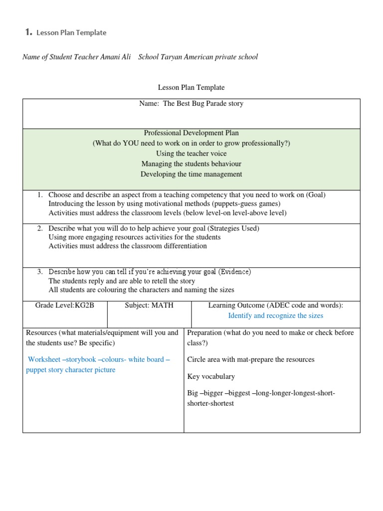 Lesson Plan Bug Story | PDF | Lesson Plan | Vocabulary