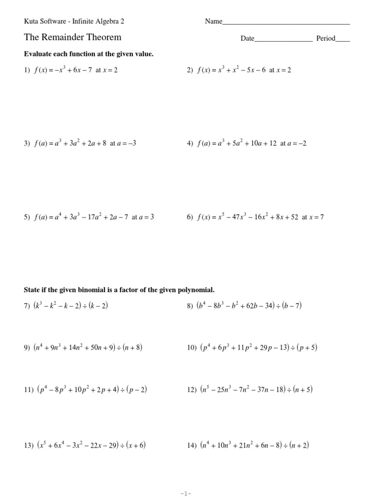 The Remainder Theorem | PDF