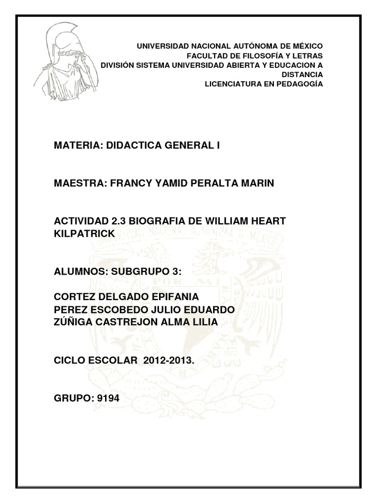 Biografia de William Heart Kilpatrick | PDF | John Dewey | Aprendizaje